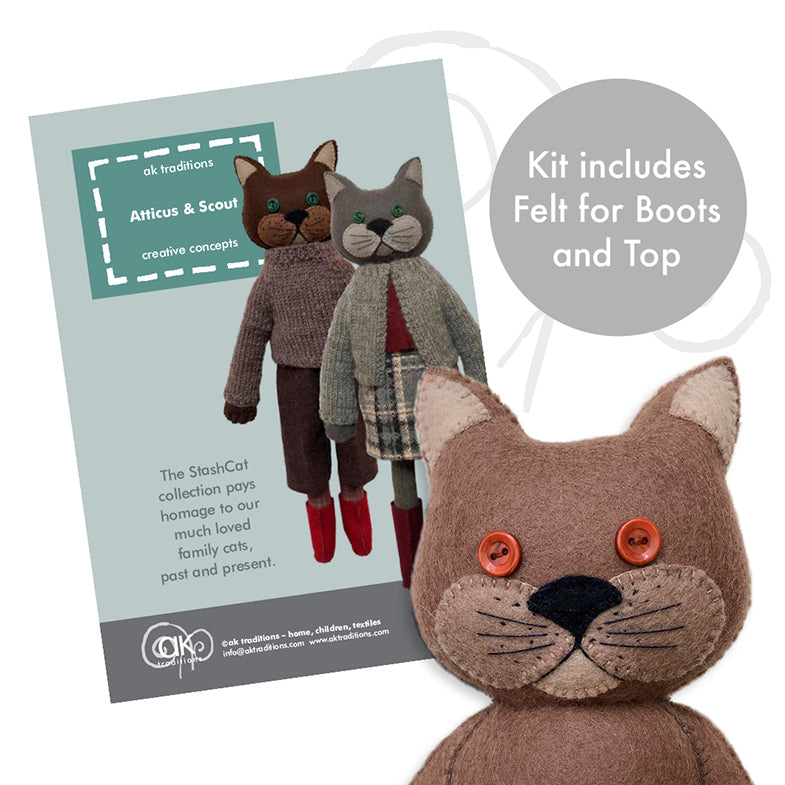 Atticus and Scout, felt cat kit – ak traditions